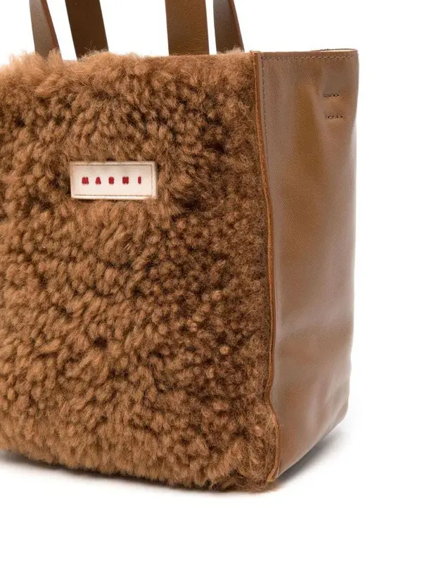 Marni Shearling Logo Patch Tote Bag