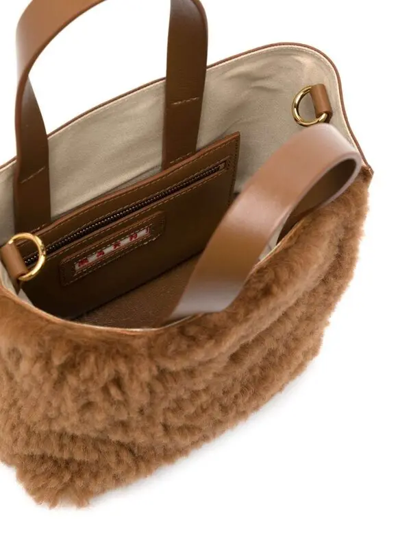Marni Shearling Logo Patch Tote Bag
