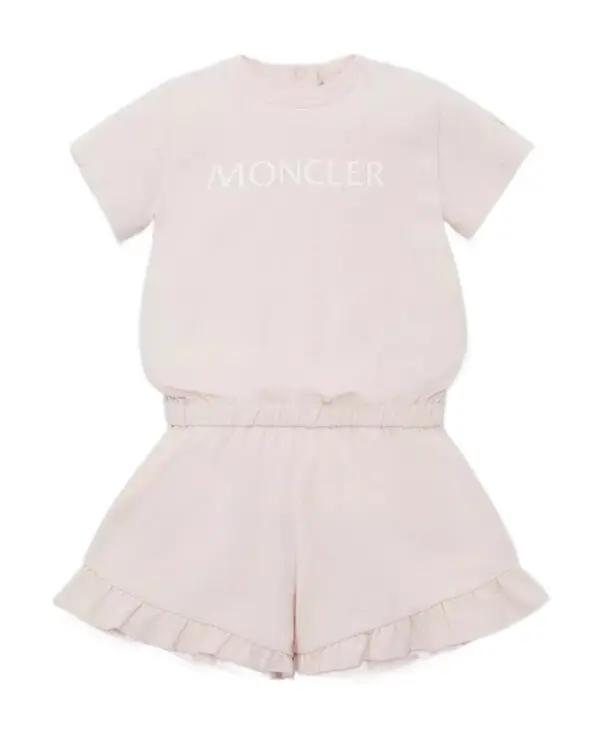Moncler Logo Romper With Elasticated Waist - Pink