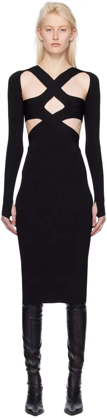 DION LEE Harness Bra Hollowed-out Detail Dress - Black