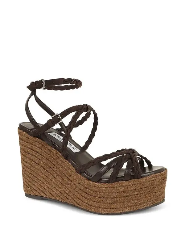 JIMMY CHOO Nyra 100 Wedge Heeled Sandals - Brown