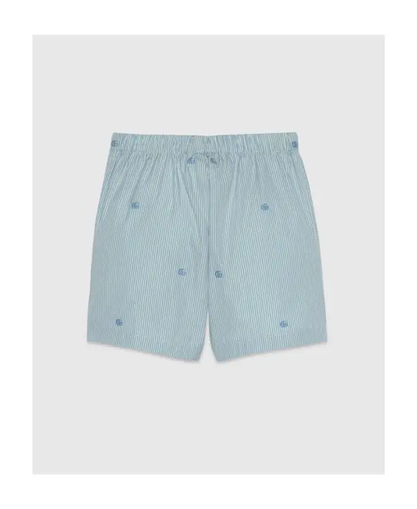 Gucci Striped Cotton Shorts With Logo Detail