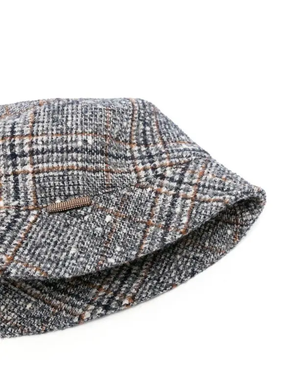 Brunello Cucinelli Prince Of Wales Plaid Wool Blend Bucket Hat