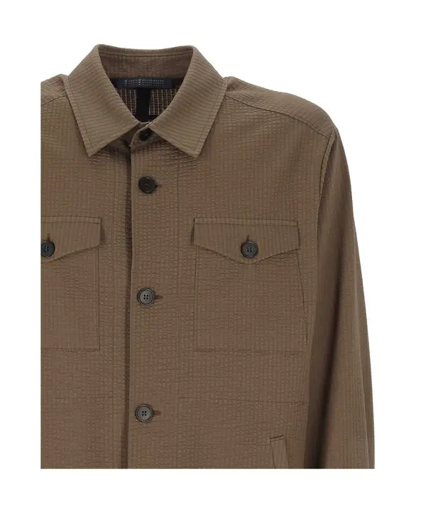Harris Wharf London Textured Overshirt Jacket - Green