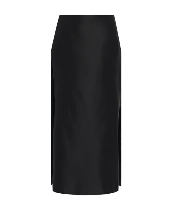 THE ROW Kanita Side Slit Midi Skirt - Black
