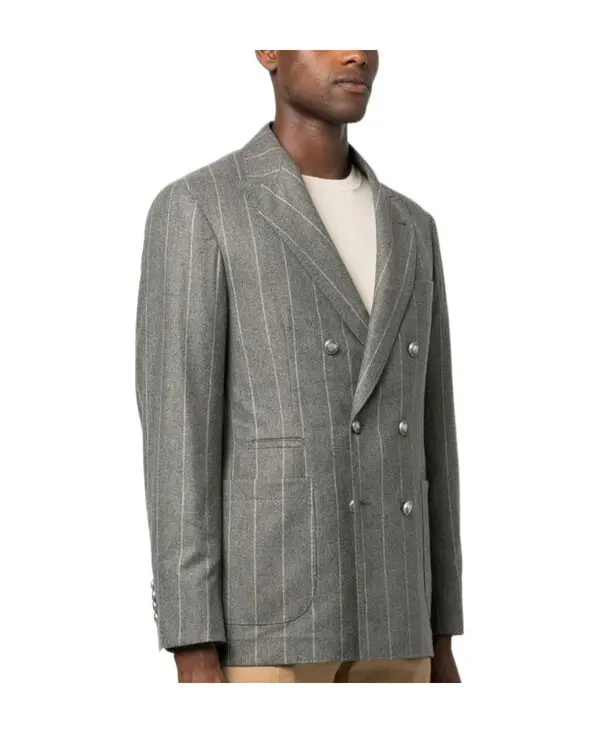 Brunello Cucinelli Pinstriped Wool-blend Blazer
