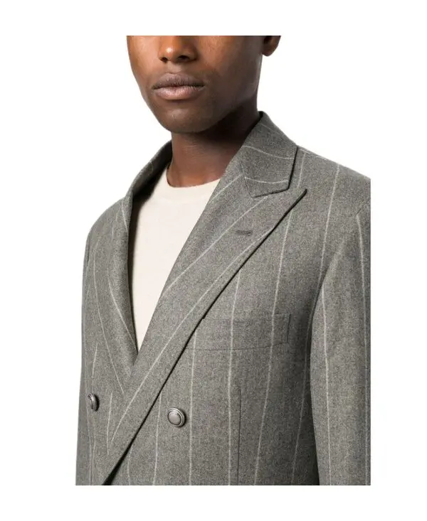 Brunello Cucinelli Pinstriped Wool-blend Blazer