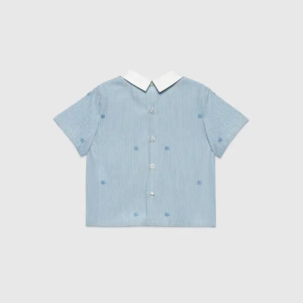 Gucci Striped Print Shirt With Teddy Bear Motif