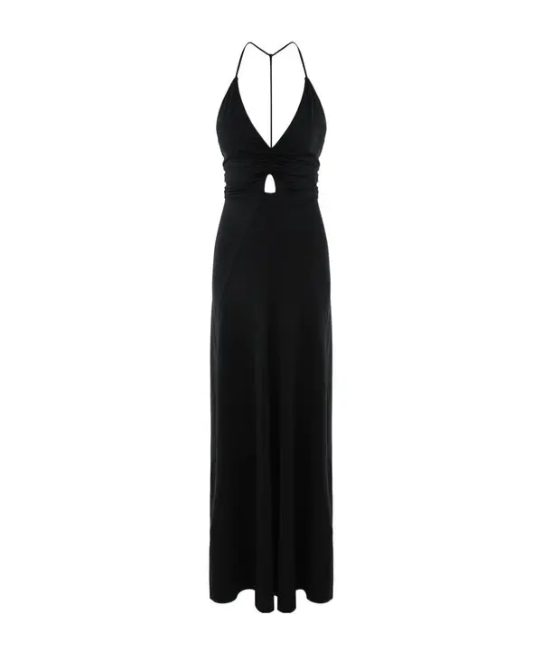 Victoria Beckham V-neck Ruched Maxi Dress - Black