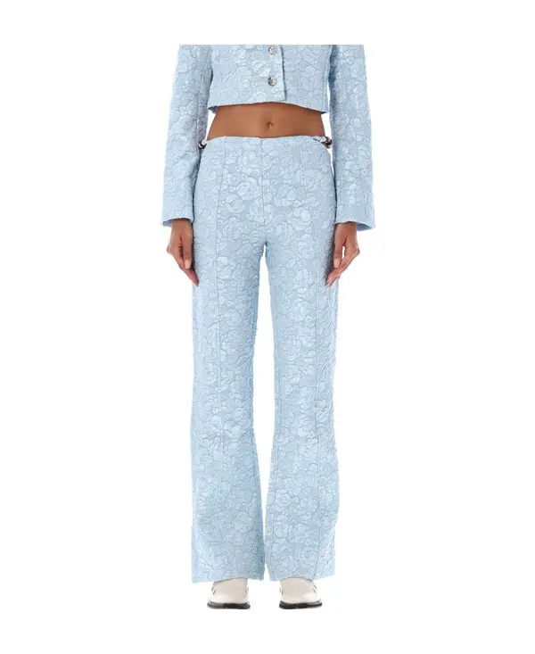 GANNI Floral Jacquard Flared Trousers