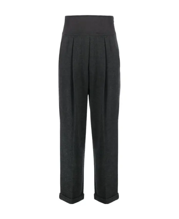 Brunello Cucinelli Cashmere-blend Cropped Trousers With Pleats