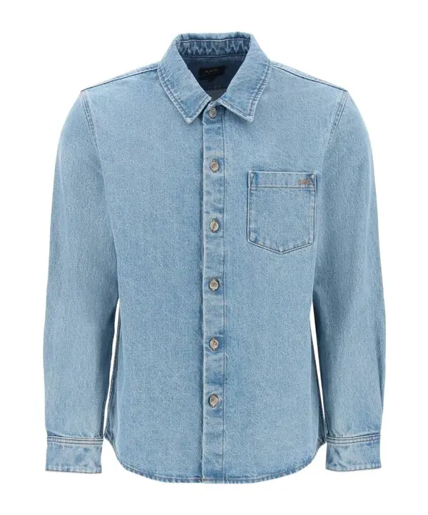 A.p.c. Vittorio Brodée Poitrine Denim Overshirt
