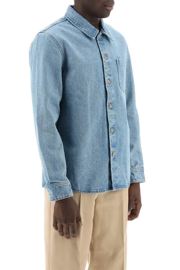 A.p.c. Vittorio Brodée Poitrine Denim Overshirt
