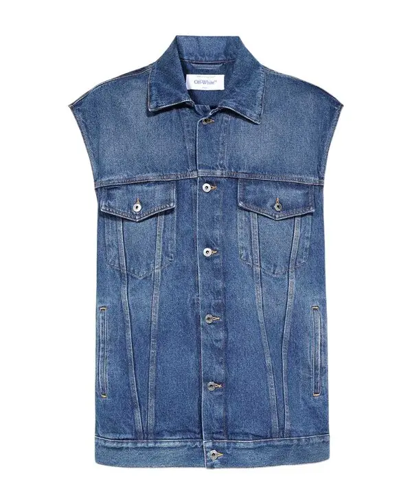 Off-White Sleeveless Buttoned Denim Vest