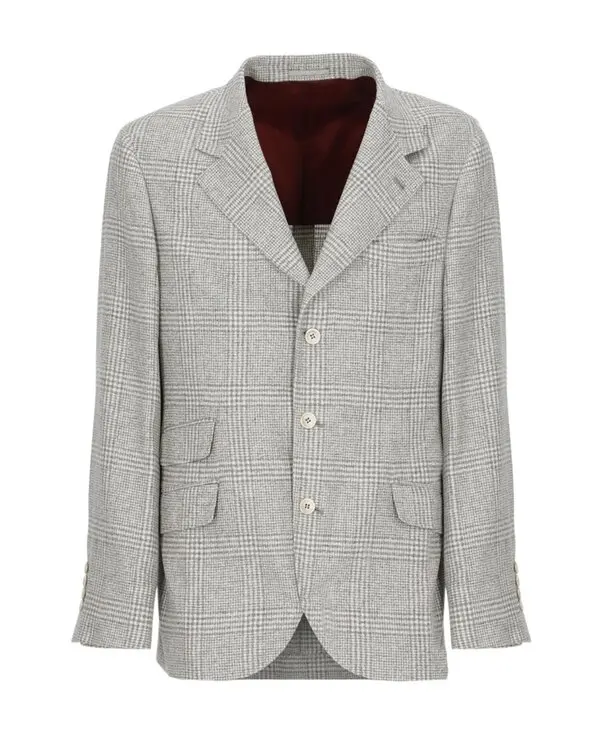 Brunello Cucinelli Checked Wool-silk Blazer