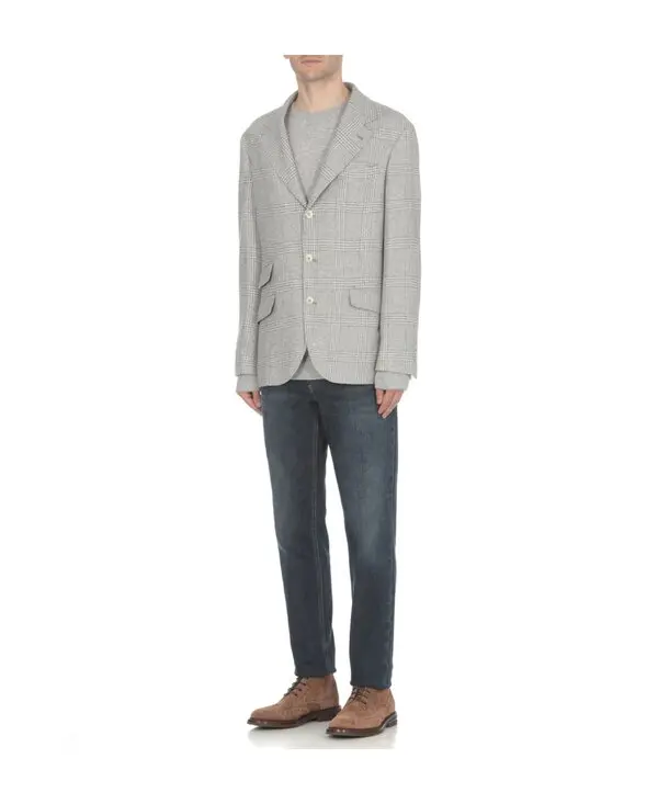 Brunello Cucinelli Checked Wool-silk Blazer