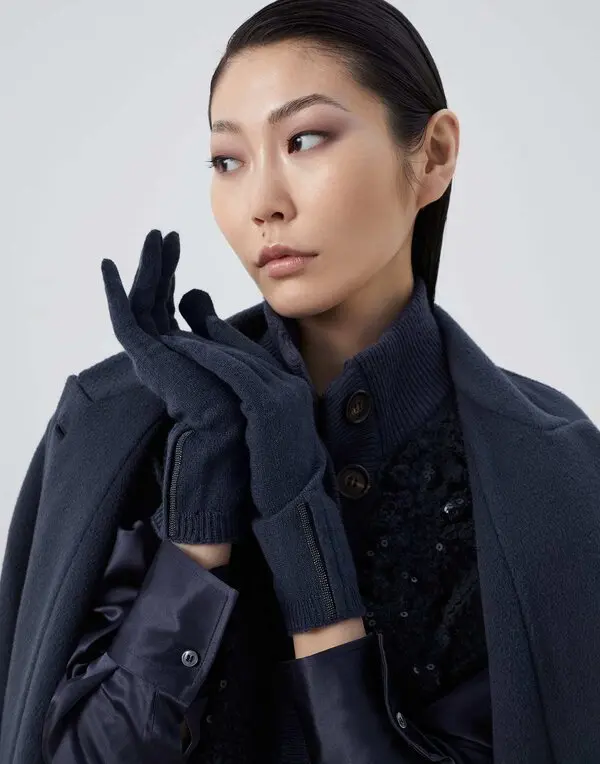 Brunello Cucinelli Monili Chain Cashmere Gloves