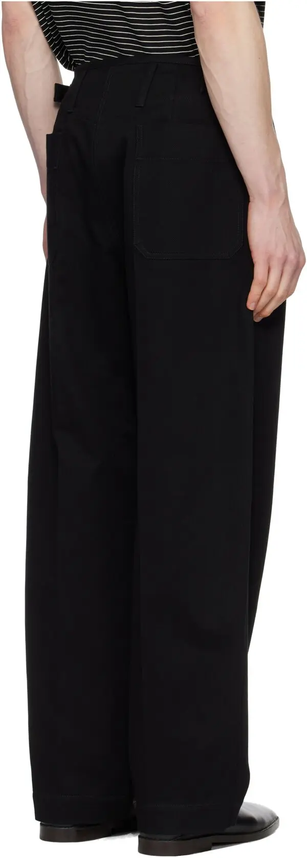LEMAIRE Pleated Straight Leg Trousers - Black