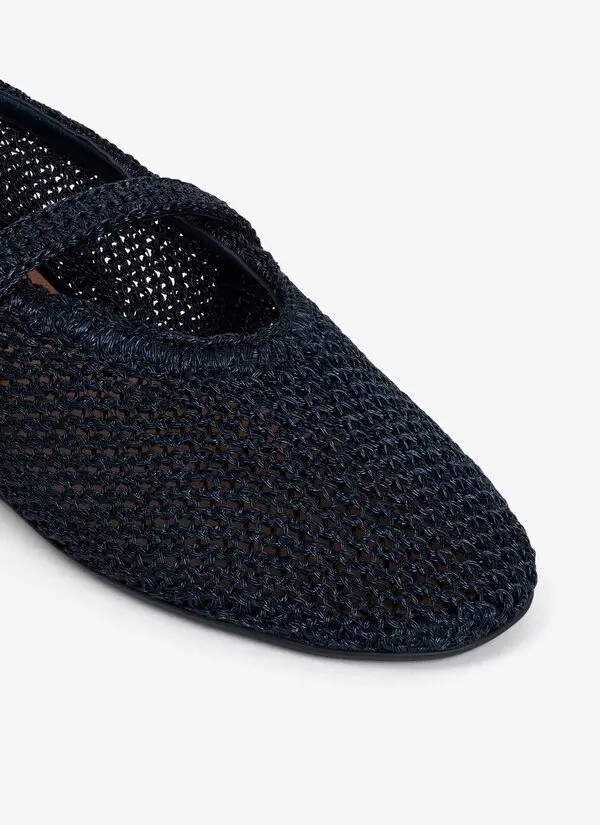 Alaïa Buckled Knitted Ballet Flats - Deep Blue