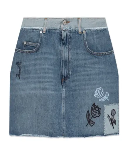 Marni Embroidered Denim Mini Skirt