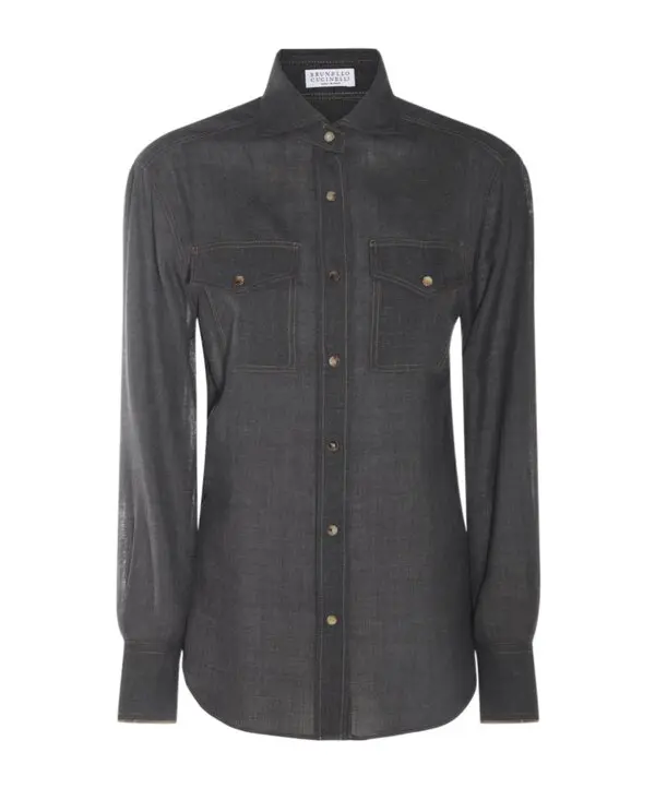 Brunello Cucinelli Long Sleeve Lapel Neck Shirt