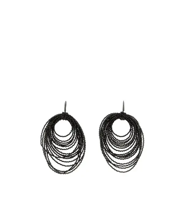 Brunello Cucinelli Stud Embellished Hoop Earrings - Black
