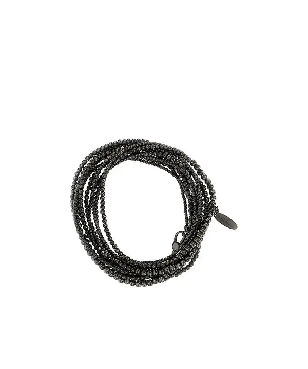 Brunello Cucinelli Logo Engraved Beaded Bracelet - Black