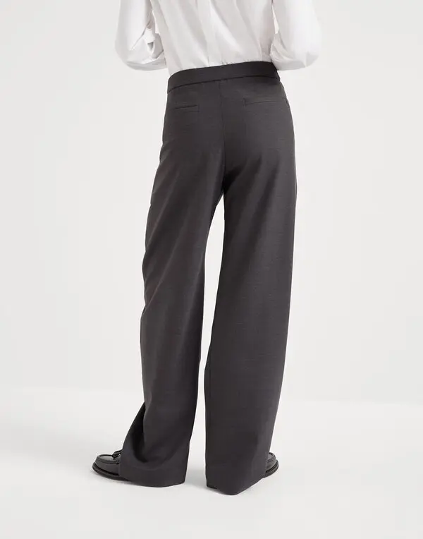 Brunello Cucinelli High Rise Wide Leg Trousers With Buckled Detail