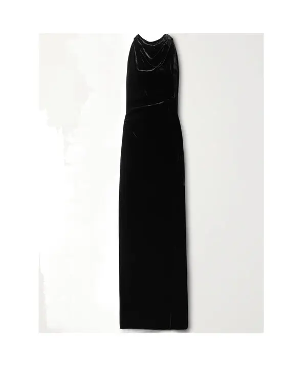 Proenza Schouler Backless Velvet Dress With Hanging Neckline And Twisted Straps