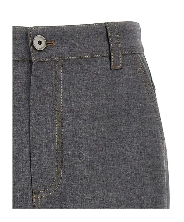 Brunello Cucinelli Logo Patch Wide-leg Pants