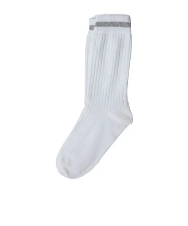 Brunello Cucinelli Monili-bead Ribbed-knit Pull-on Socks - White