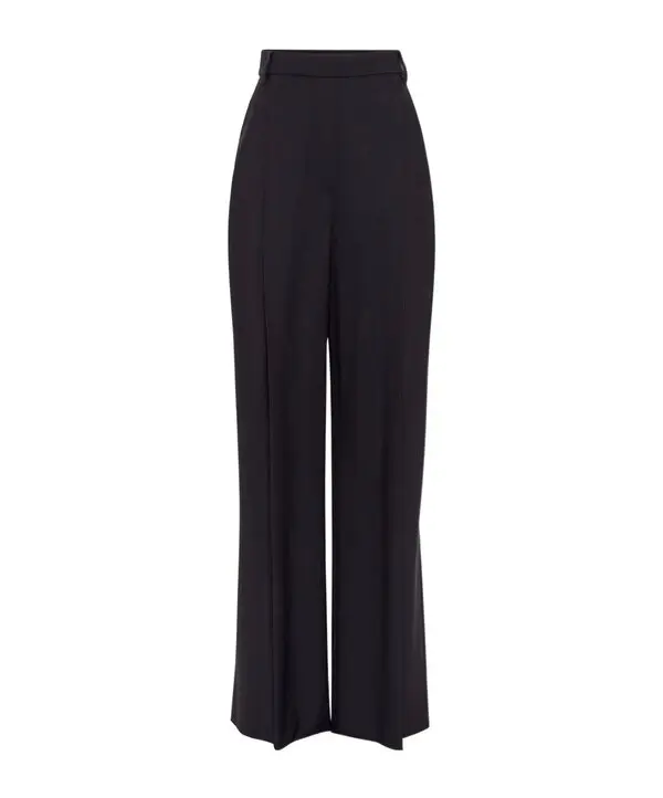 Brunello Cucinelli Pleated Monili Chain Detailed Wide-leg Trousers - Black