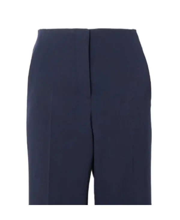 THE ROW Navy Blue Logo Wool Twill Flared Dress Pants