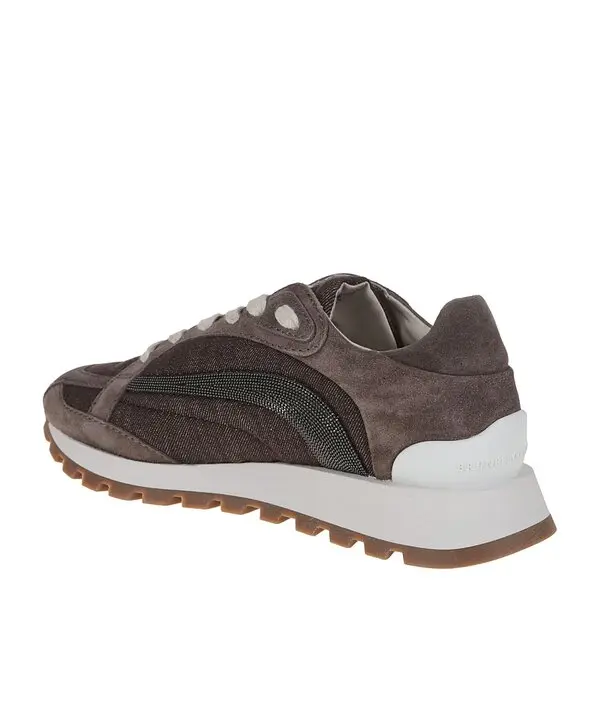 Brunello Cucinelli Embellished Lace-up Sneakers - Black