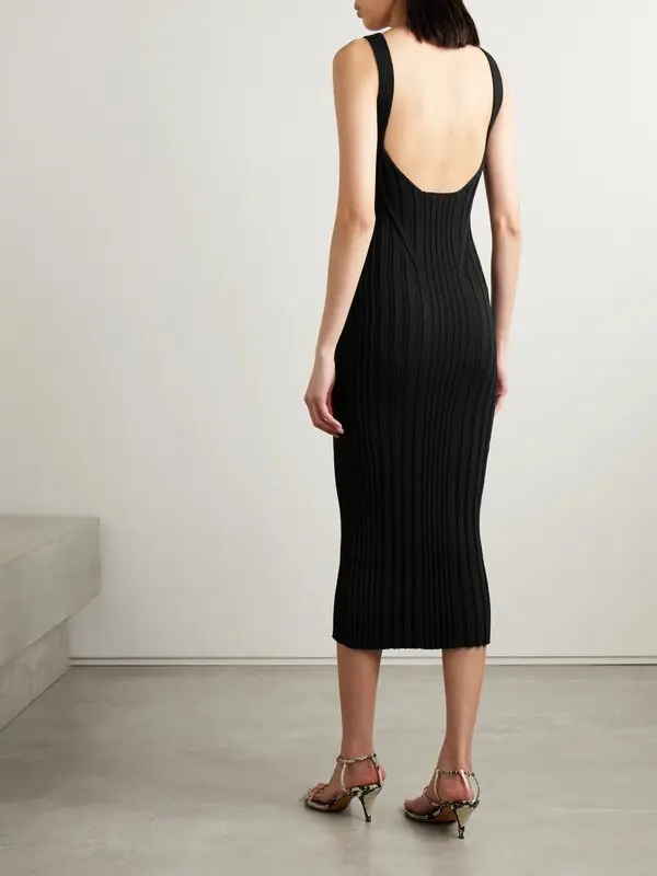 Khaite Ribbed V-neck Sling Dress