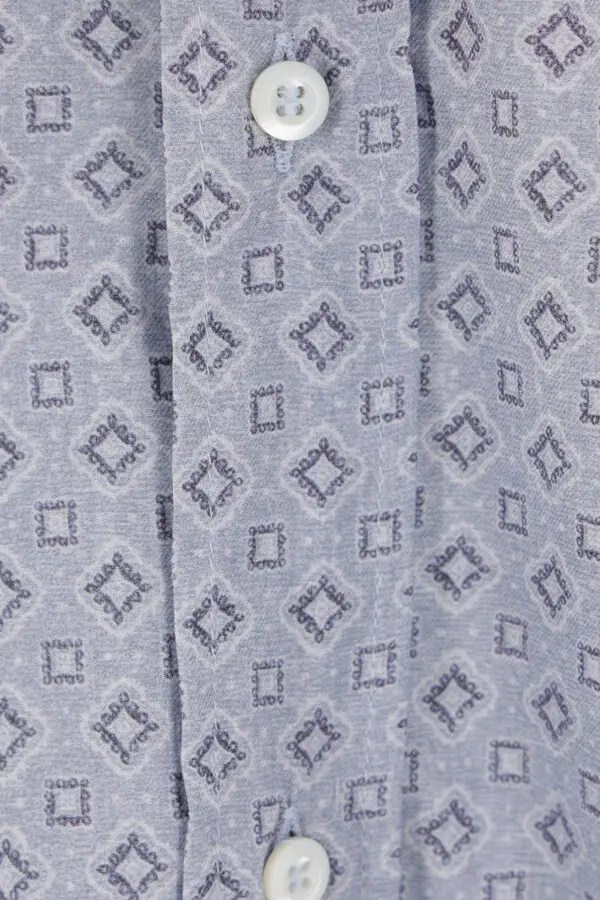 Brunello Cucinelli Geometric Printed Curved Hem Shirt