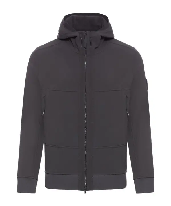 Stone Island Hooded Zip-up Jacket With Compass Badge