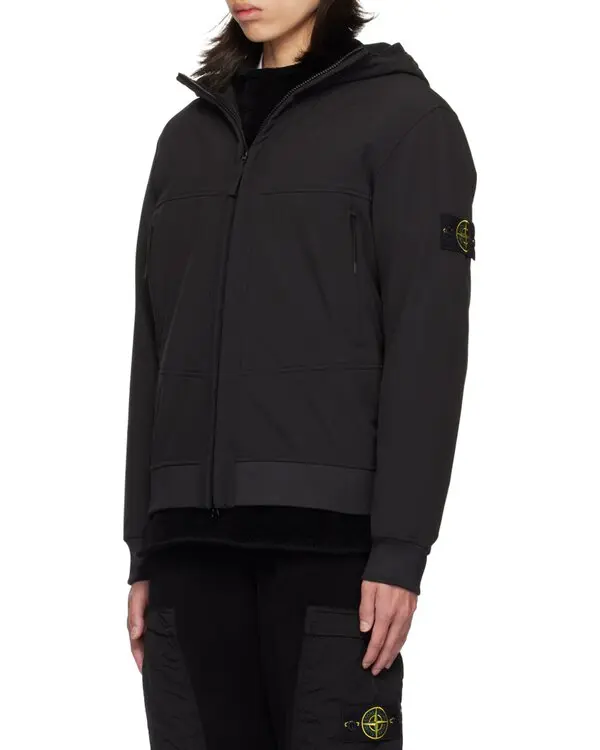 Stone Island Hooded Zip-up Jacket With Compass Badge