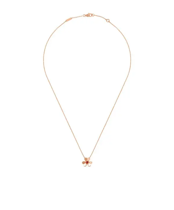 VAN CLEEF  ARPELS Van Cleef & Arpels Frivole Mini Pendant Necklace In Rose Gold With Ruby - Yellow