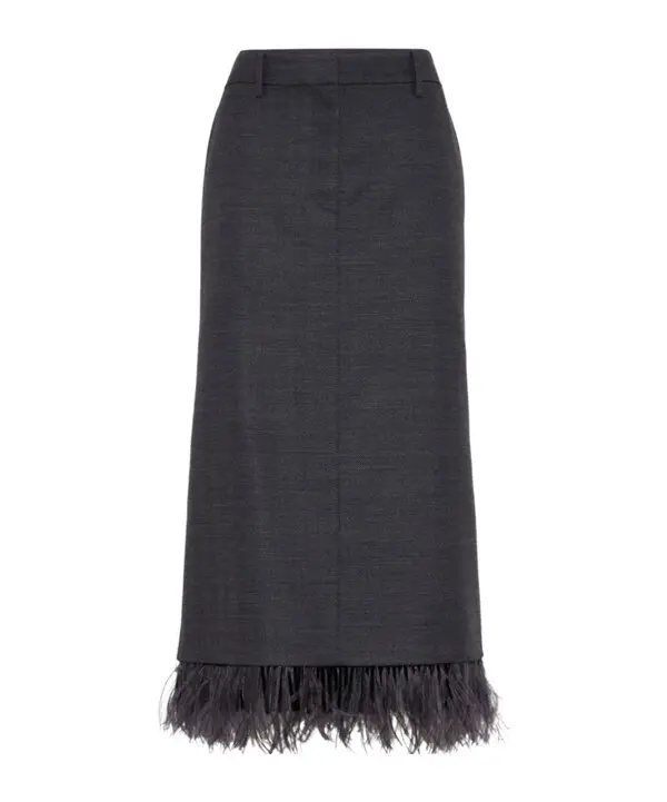 Brunello Cucinelli Fringed Midi Skirt