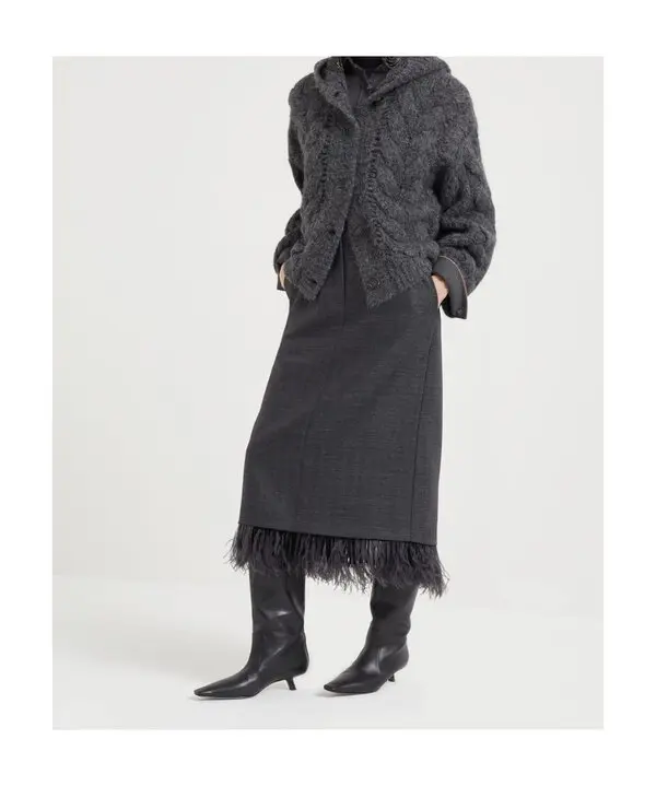 Brunello Cucinelli Fringed Midi Skirt