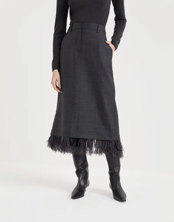 Brunello Cucinelli Fringed Midi Skirt