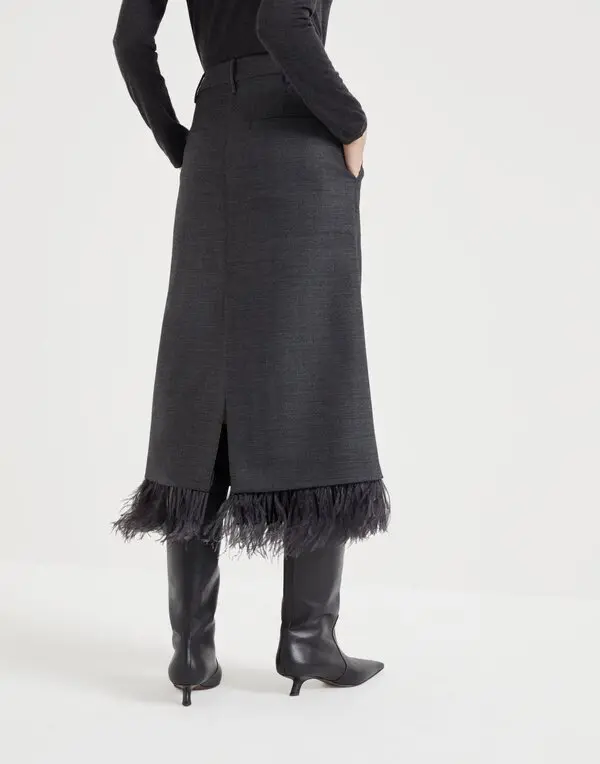 Brunello Cucinelli Fringed Midi Skirt