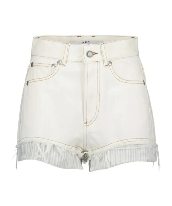 A.p.c. Versailles Layered Denim Shorts With Raw Edge Hem
