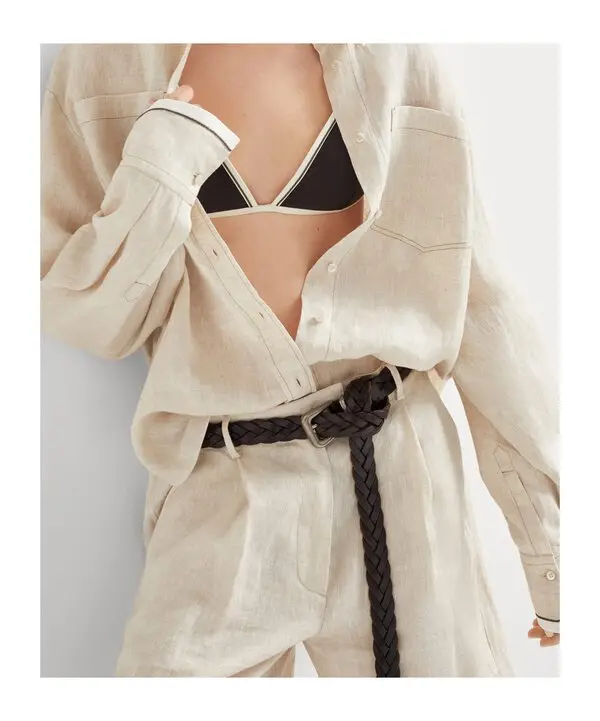 Brunello Cucinelli Contrasting Trim Bikini Top - Brown