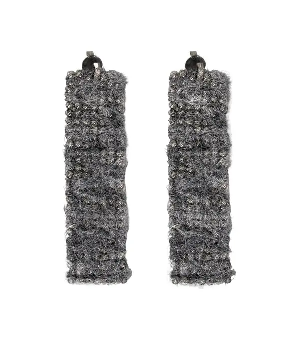 Brunello Cucinelli Precious Stripes Mohair-yarn Earrings - Black