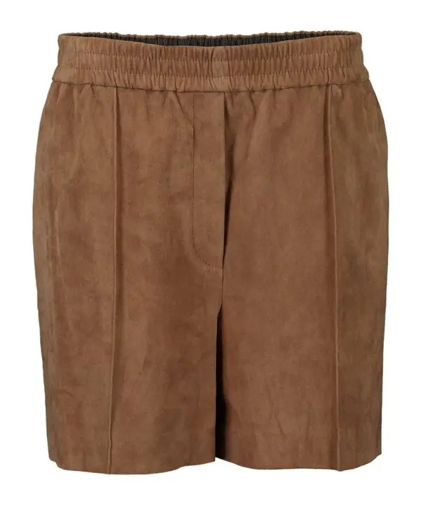 Brunello Cucinelli Suede Shorts With Pleated Detailing