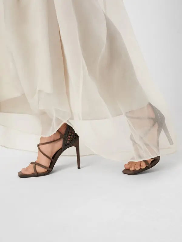 Brunello Cucinelli 110mm Monili-embellished Suede Sandals