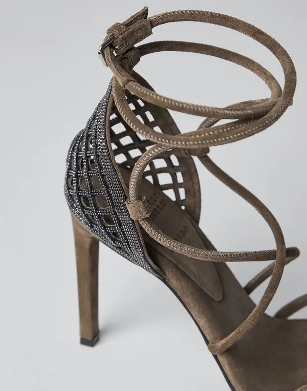 Brunello Cucinelli 110mm Monili-embellished Suede Sandals