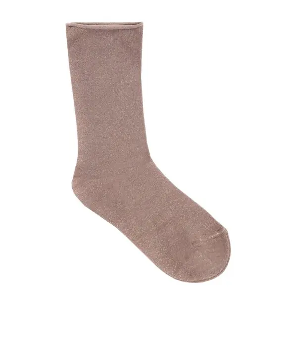 Brunello Cucinelli Silk-cashmere Blend Metallic Socks - Brown